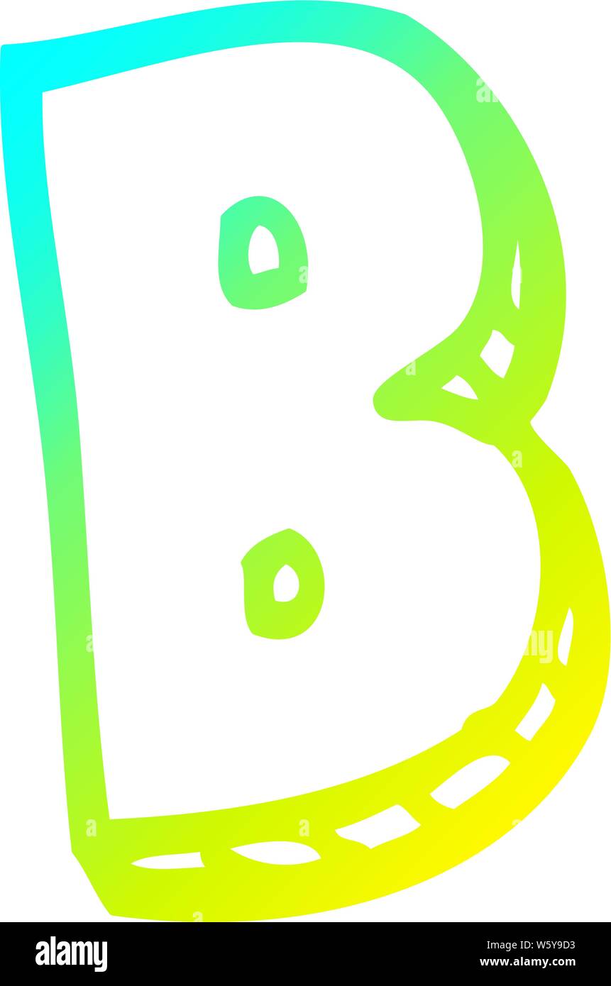 cold gradient line drawing of a cartoon letter b Stock Vector Image ...