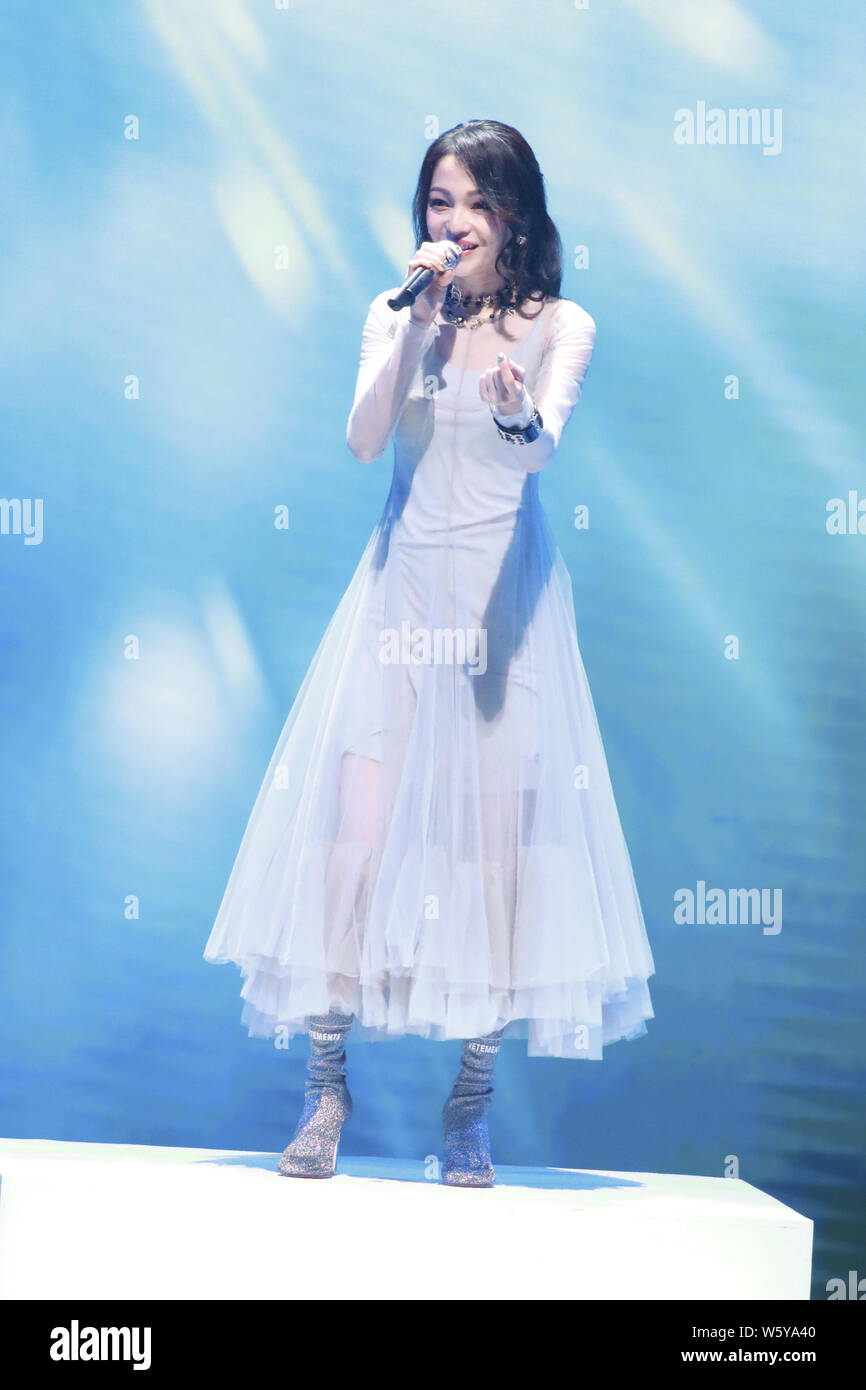 Taiwanese singer and actress Angela Chang sings at the Super Nova Gala ...
