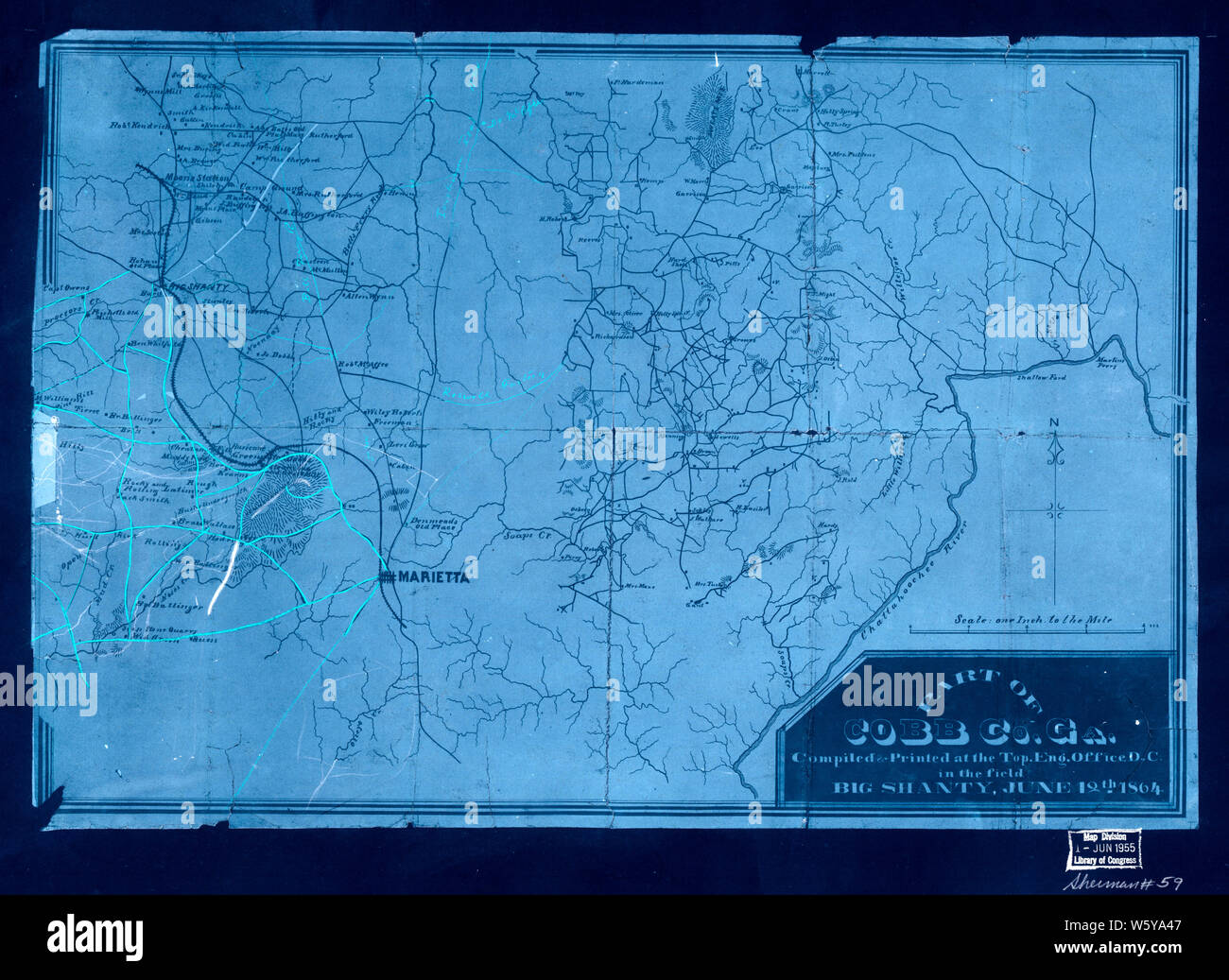 Civil War Maps 1246 Part of Cobb Co Ga Inverted Rebuild and Repair ...