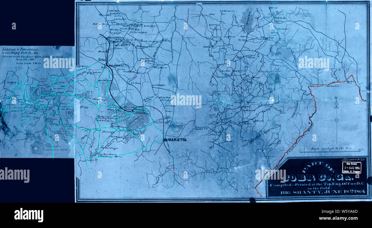 Civil War Maps 1245 Part of Cobb Co Ga Inverted Rebuild and Repair ...