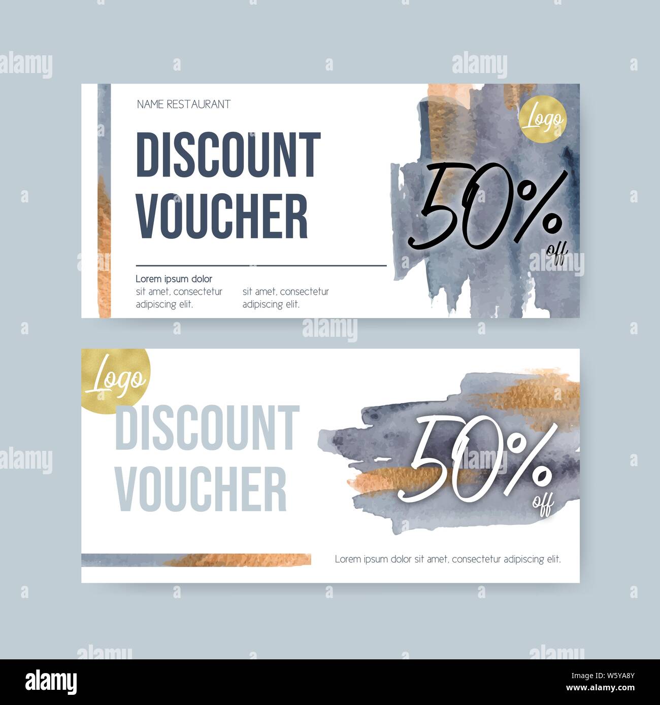 gift voucher splash watercolor brush texture modern design vector ...