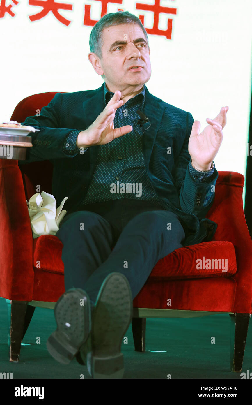 English actor Rowan Atkinson attends a press conference for his new ...