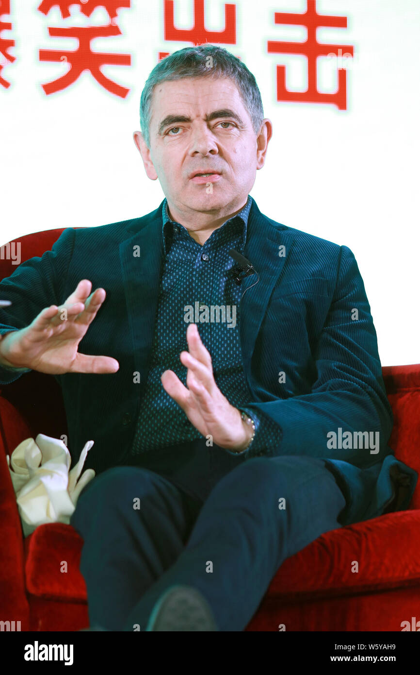 English actor Rowan Atkinson attends a press conference for his new ...