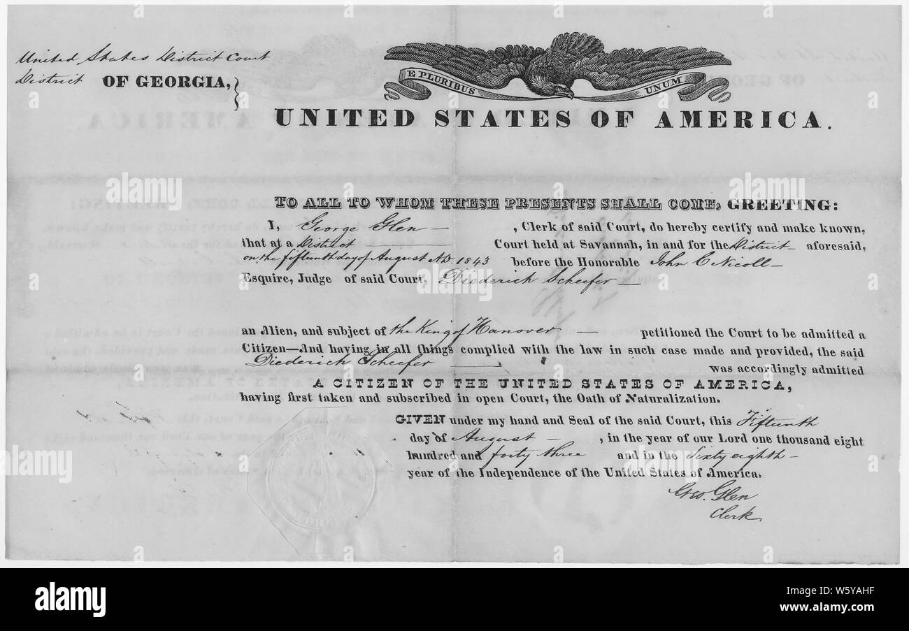 The naturalization petition of Diederick Scheefer Stock Photo - Alamy