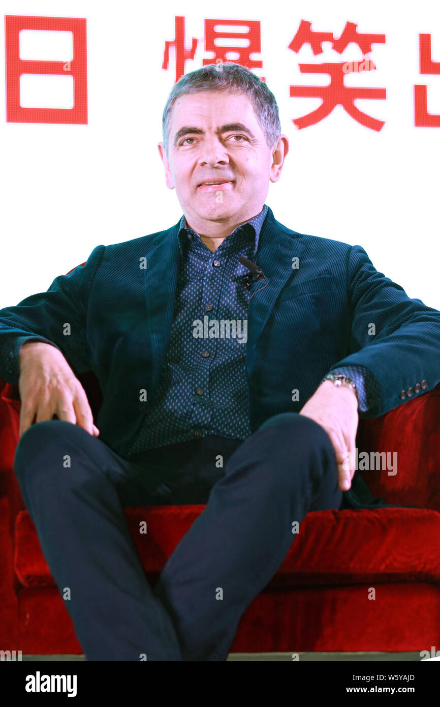 English actor Rowan Atkinson attends a press conference for his new ...