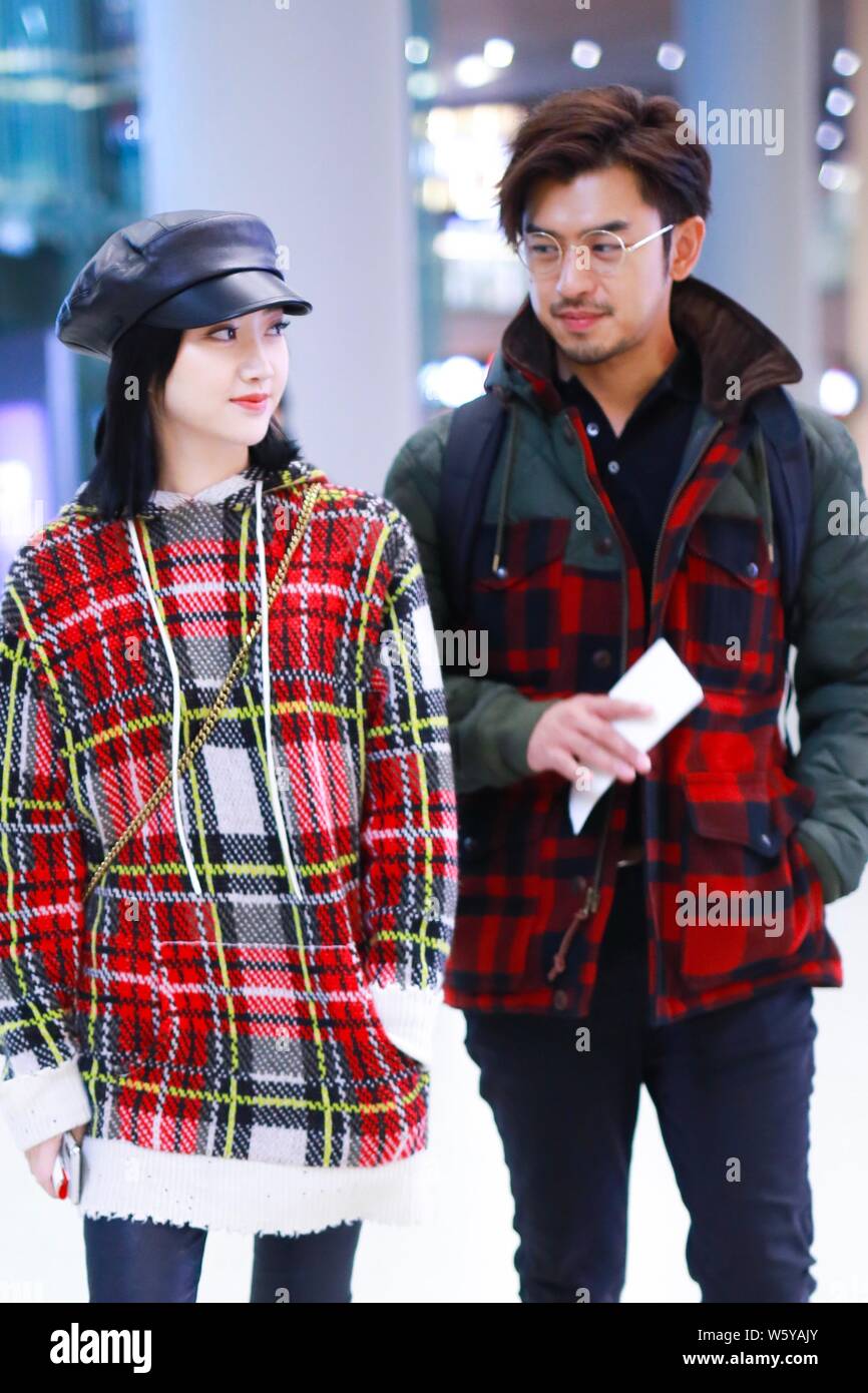 Chinese actress Jing Tian, left, and Taiwanese actor Chen Bolin are ...