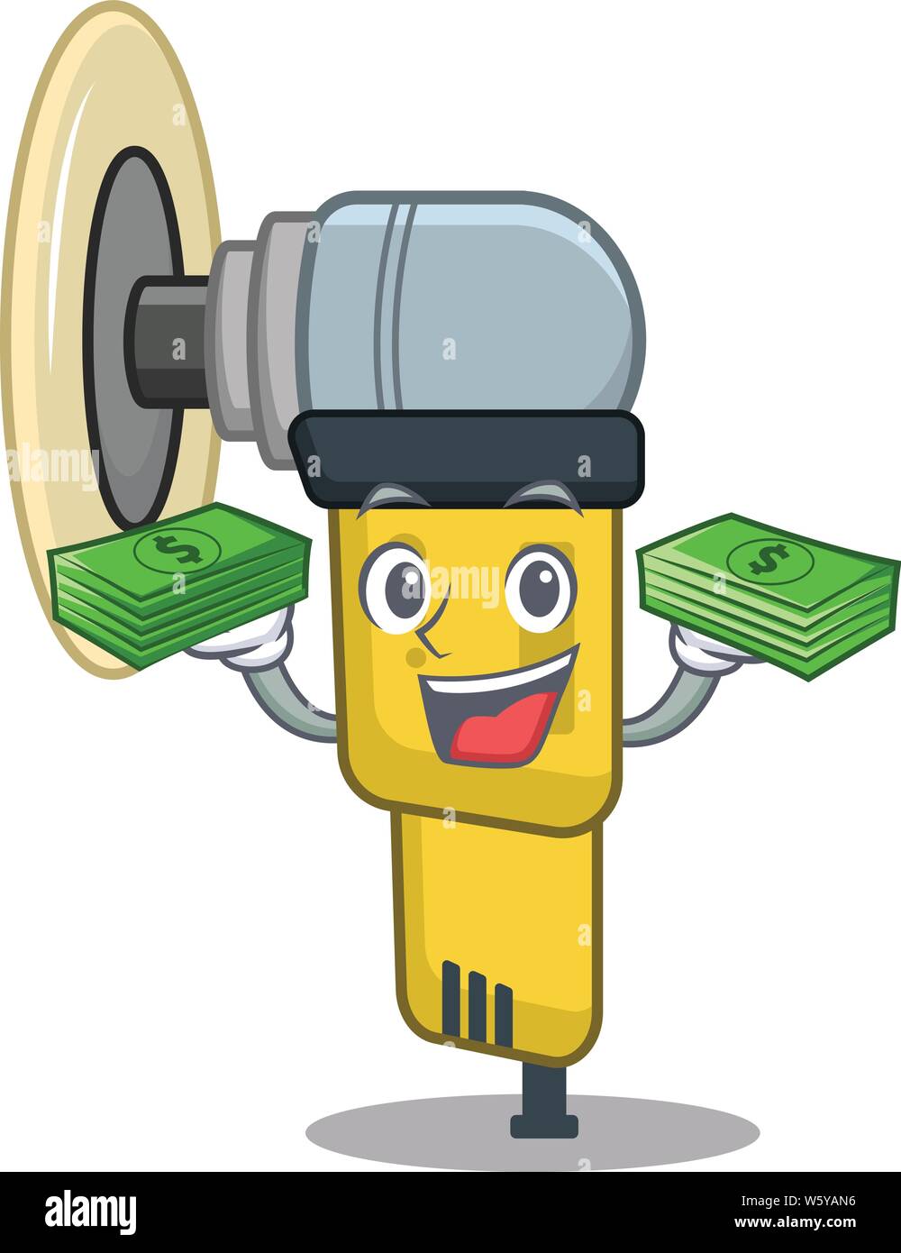 With money bag pneumatic sander isolated with the cartoon vector ...