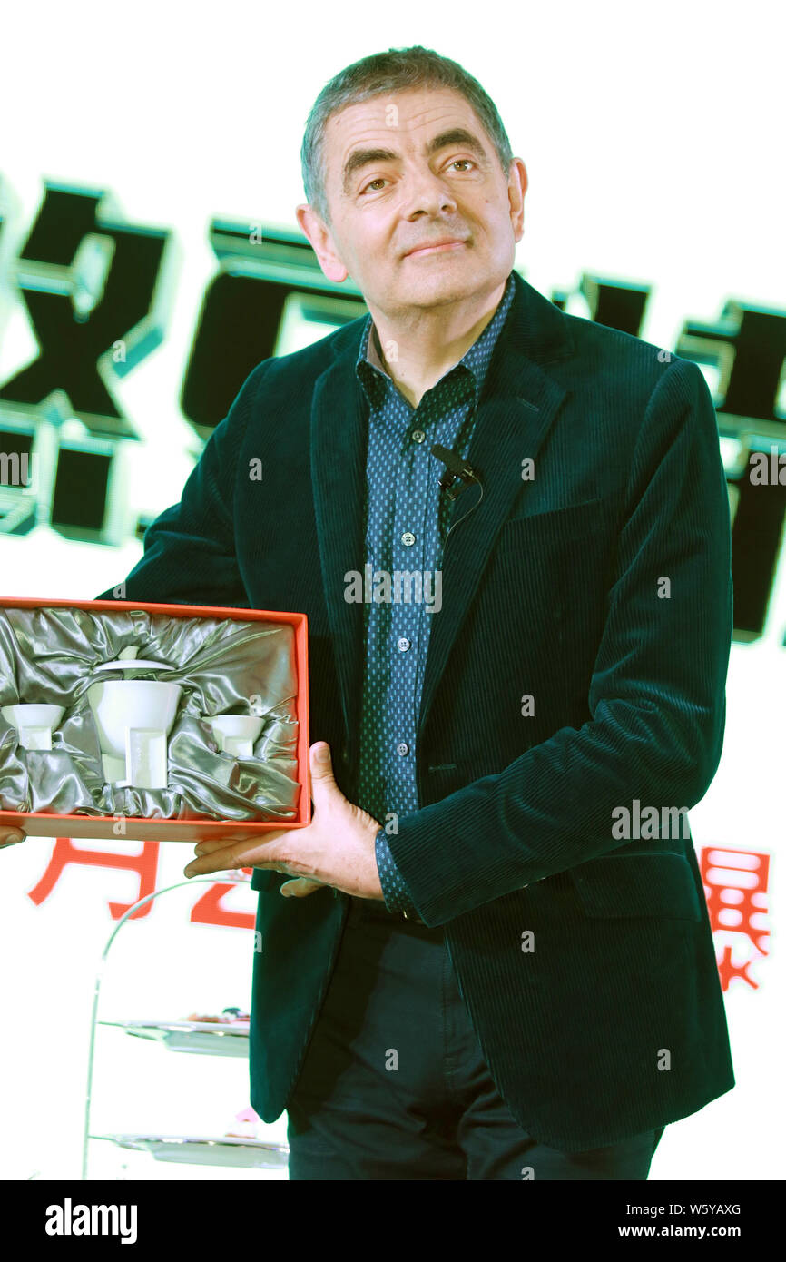 English actor Rowan Atkinson attends a press conference for his new ...