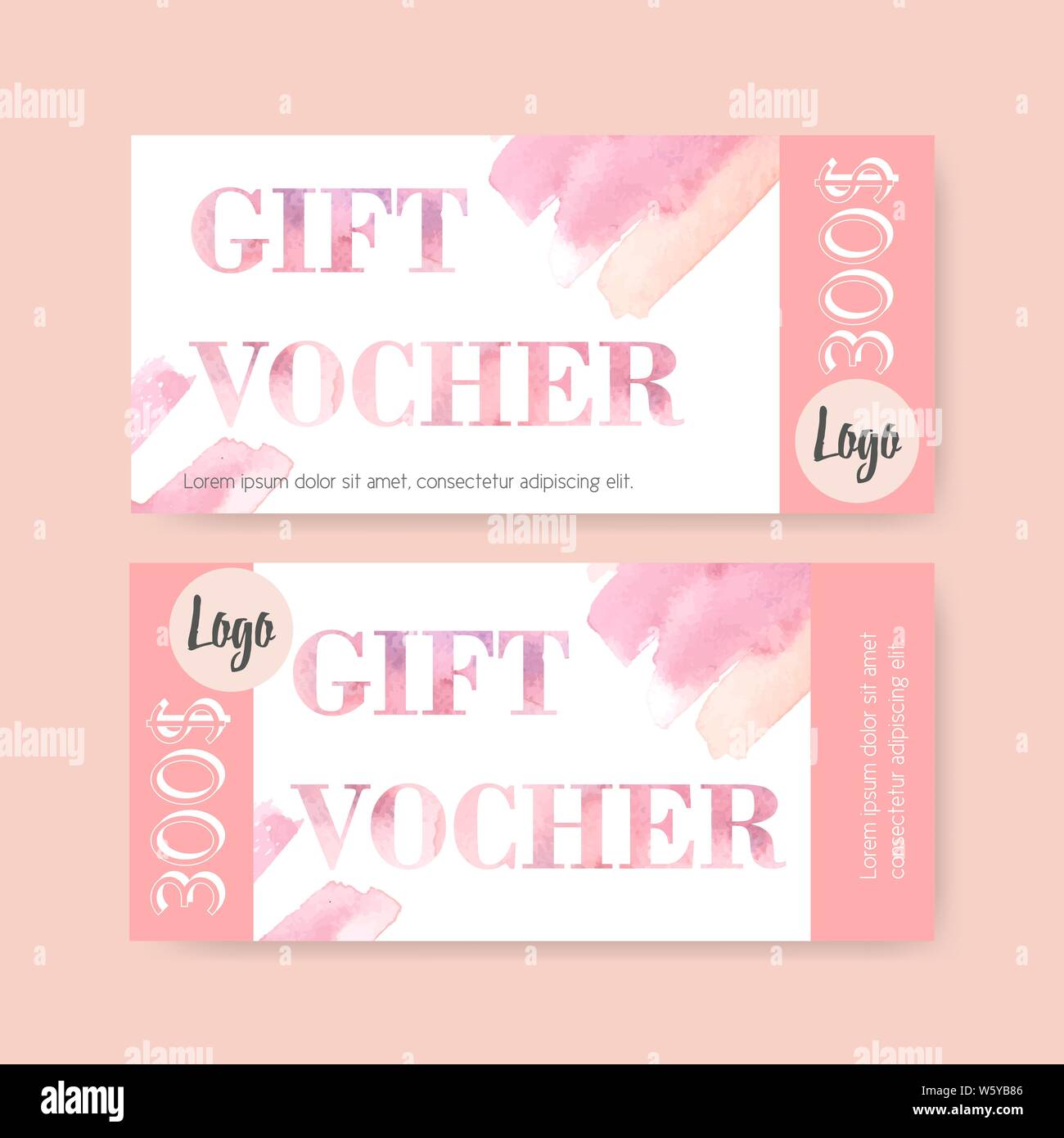 gift voucher splash watercolor brush texture modern design vector ...