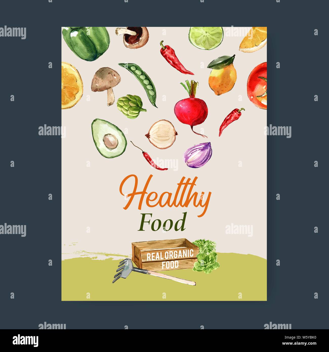 vegetable watercolor paint collection. Fresh food organic poster flyer ...