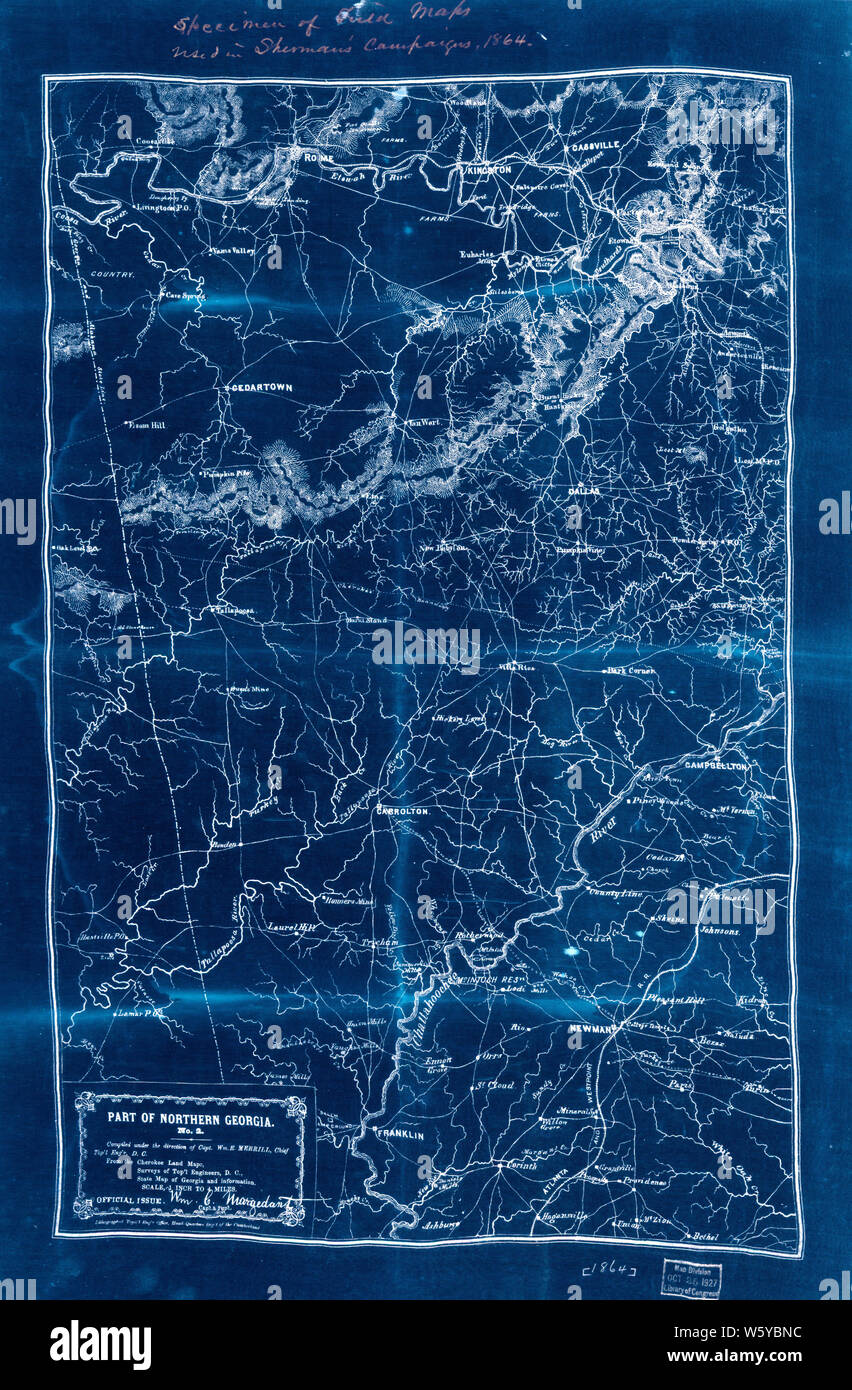 Civil War Maps 1258 Part of northern Georgia no 2 Inverted Rebuild and ...