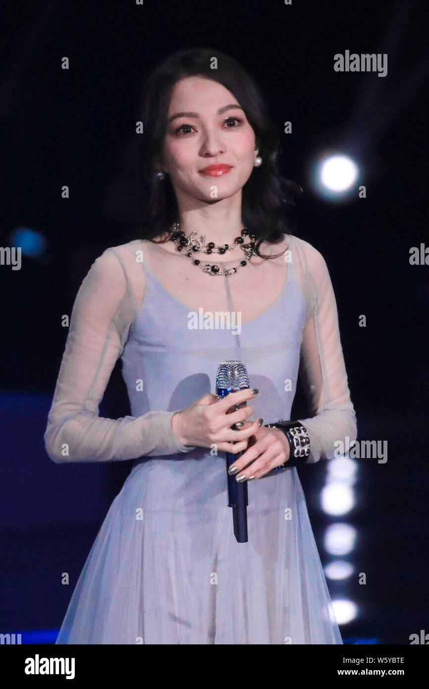 Taiwanese singer and actress Angela Chang sings at the Super Nova Gala ...