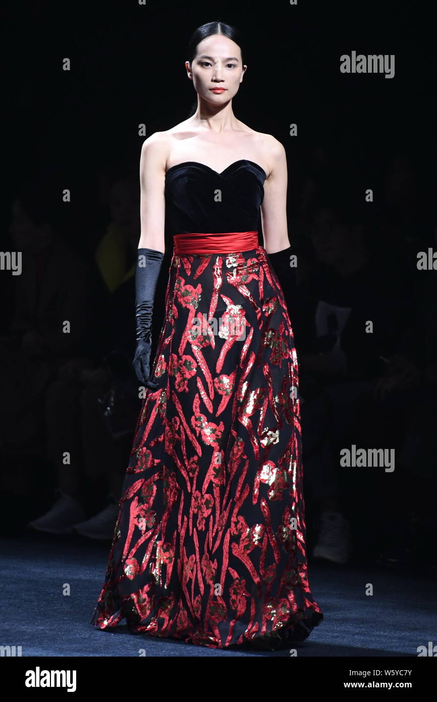 A model displays a new creation at the fashion show of EP YAYING during ...