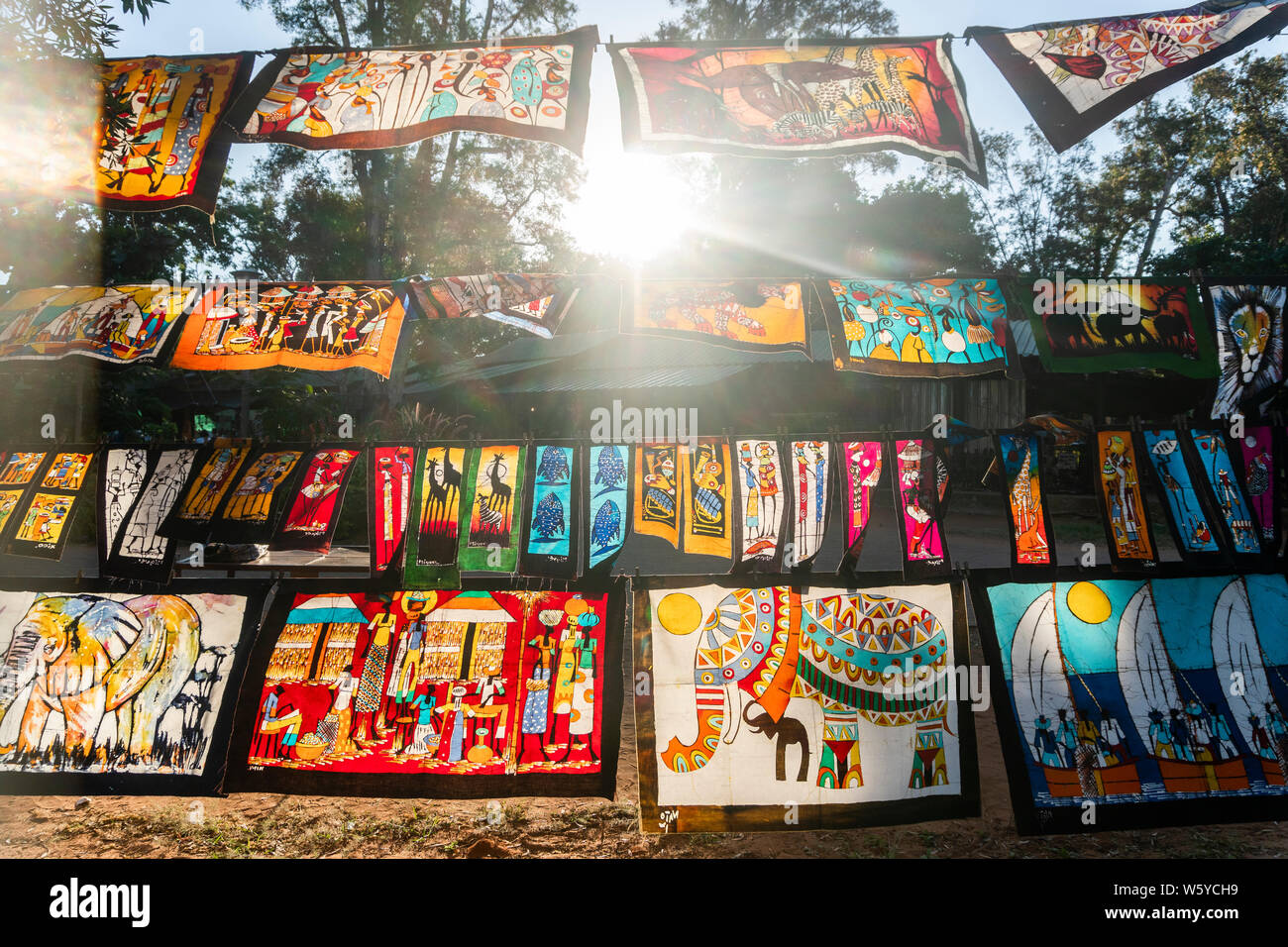 Traditional batic paintings sold on open air market called FEIMA in ...