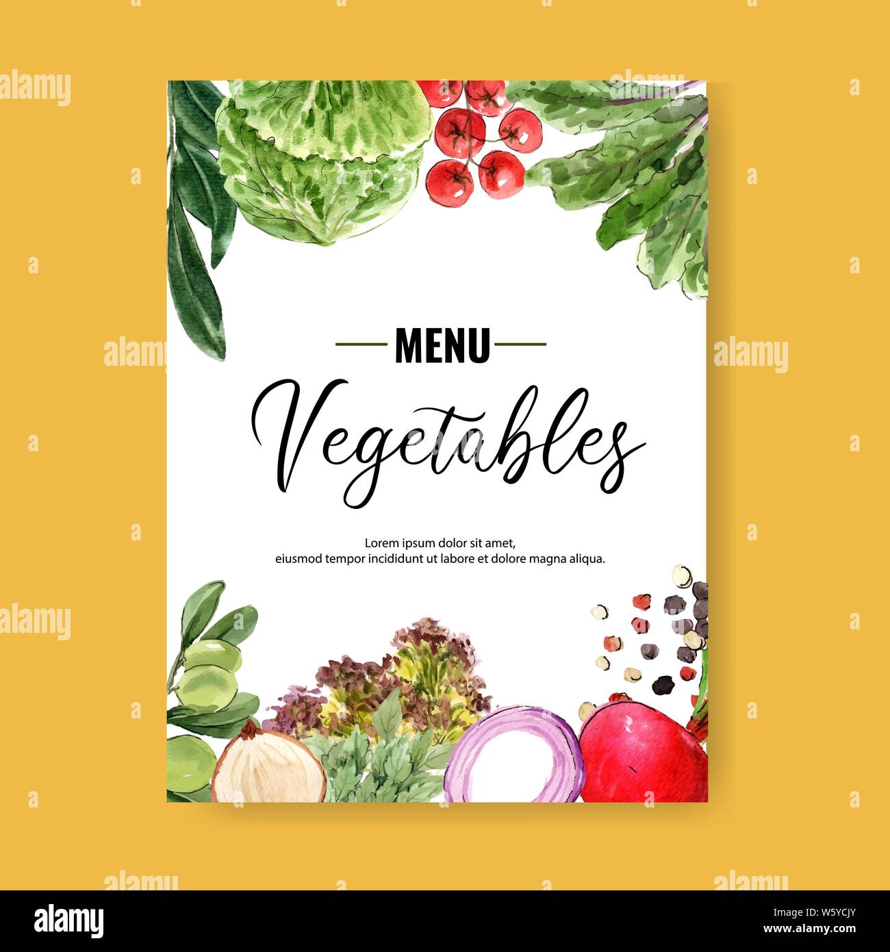 vegetable watercolor paint collection. Fresh food organic poster flyer ...