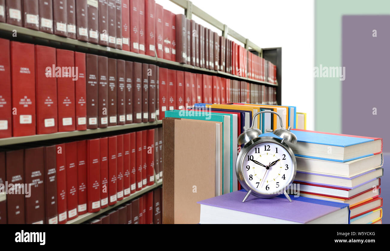 stack of books in library for education concept Stock Photo - Alamy