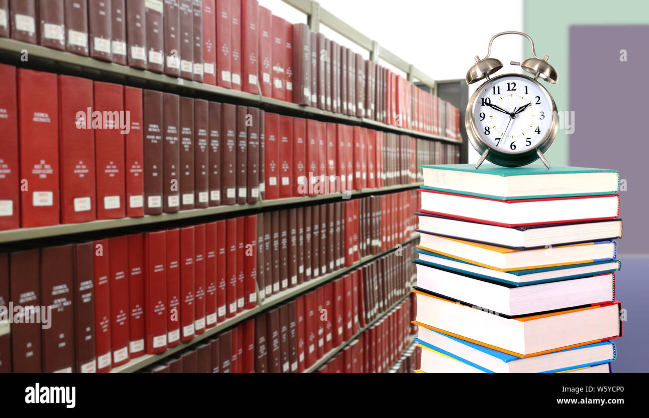 stack of books in library for education concept Stock Photo - Alamy