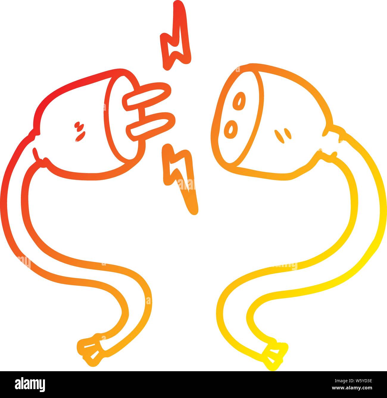 warm gradient line drawing of a cartoon plug and socket Stock Vector ...
