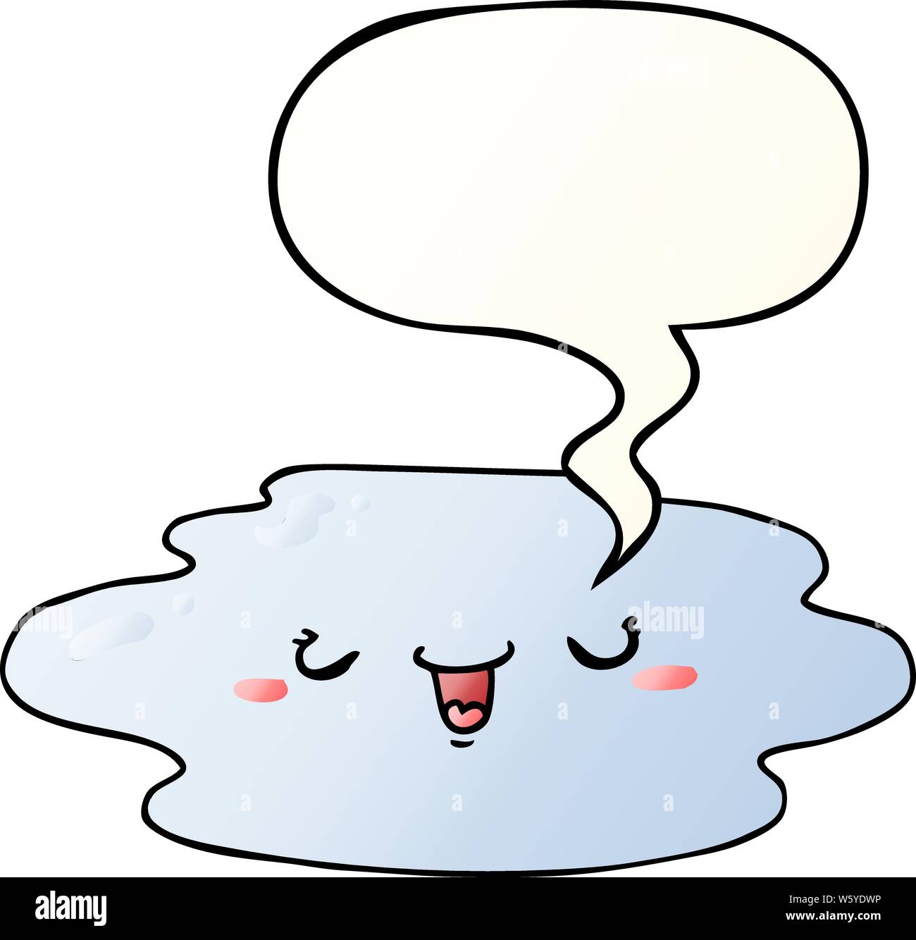 cartoon puddle with face with speech bubble in smooth gradient style ...