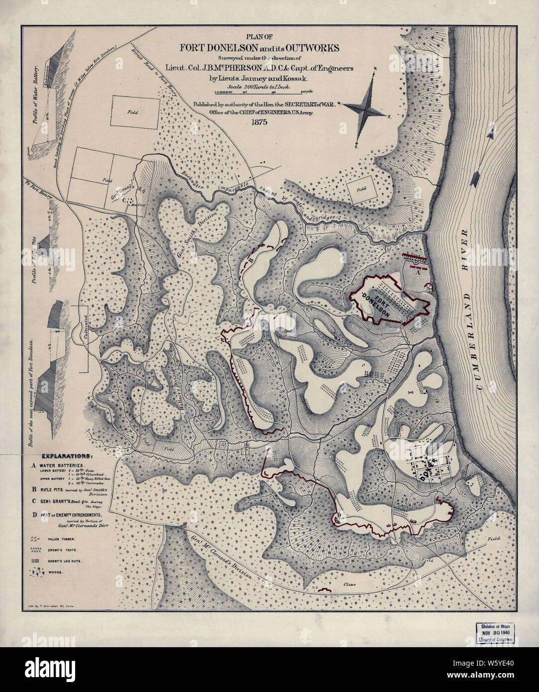 Civil War Maps 1318 Plan of Fort Donelson and its outworks Feb 1862 ...