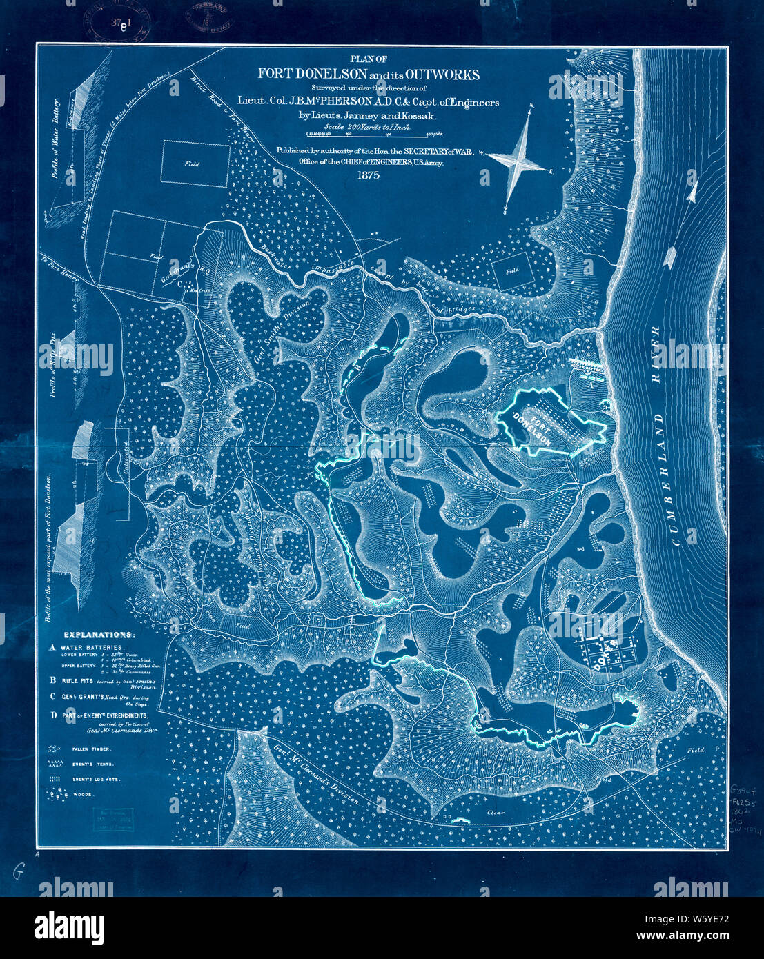 Civil War Maps 1319 Plan of Fort Donelson and its outworks Feb 1862 ...