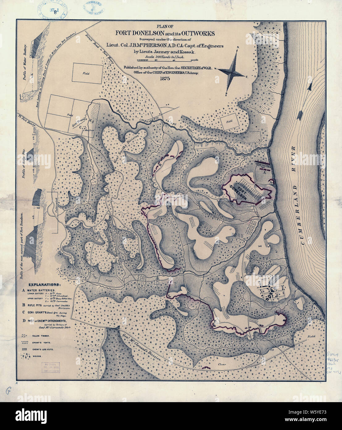 Civil War Maps 1319 Plan of Fort Donelson and its outworks Feb 1862 ...