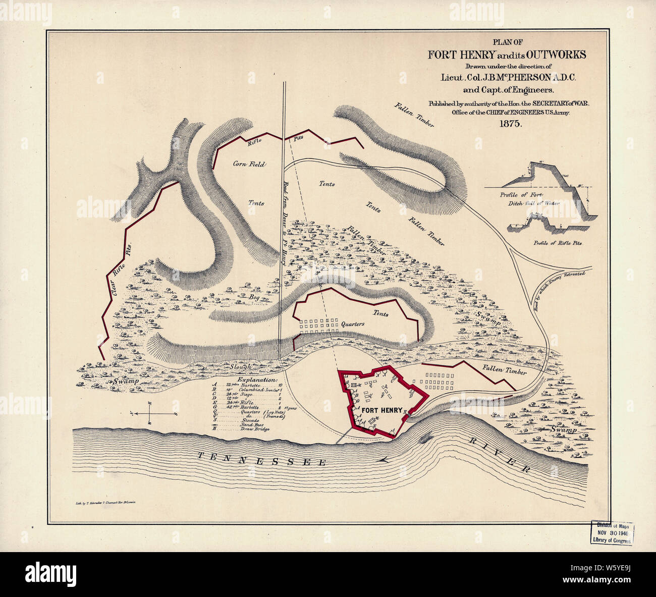 Civil War Maps 1324 Plan of Fort Henry and its outworks Feb 1862 ...