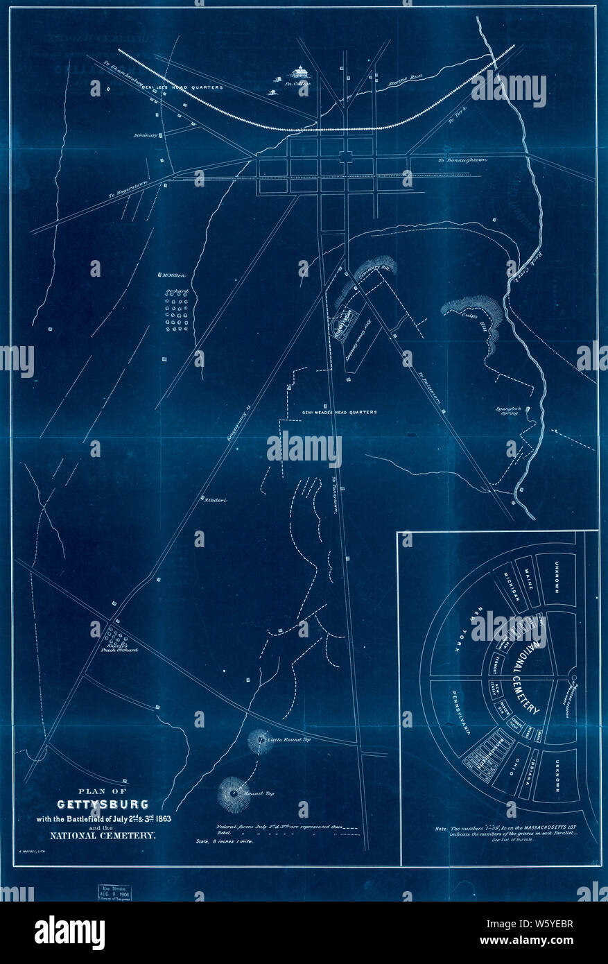 Civil War Maps 1335 Plan of Gettysburg with the battlefield of July 2nd ...