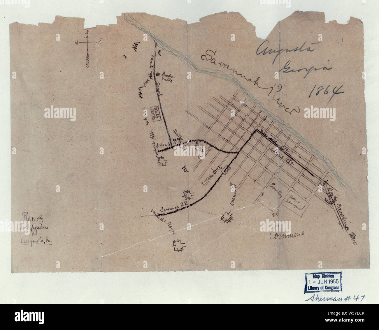 Civil War Maps 1330 Plan of fortifications at Augusta Ga Rebuild and ...