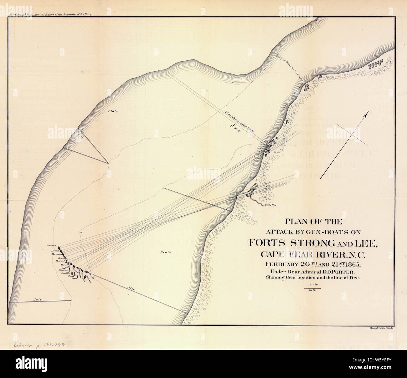 Civil War Maps 1345 Plan of the attack by gun-boats on Forts Strong and ...