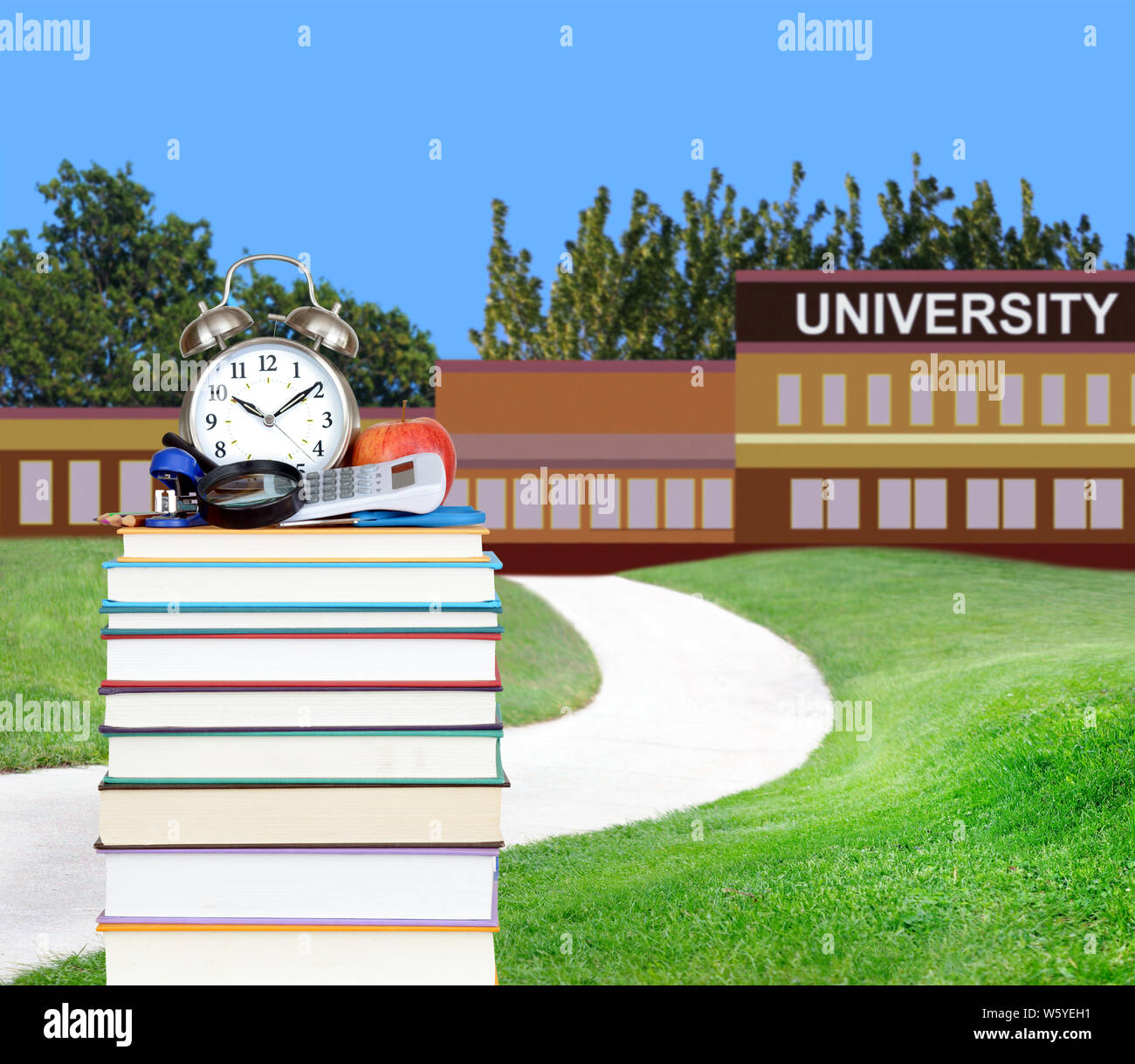 concept of higher education: book in front of university Stock Photo ...