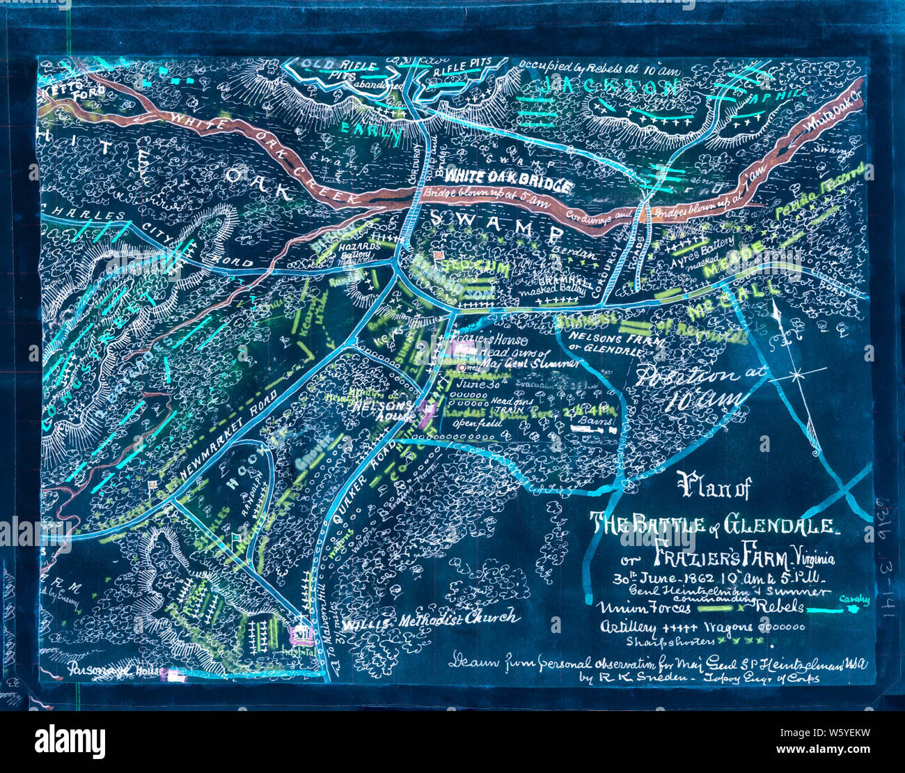 Civil War Maps 1378 Plan of the Battle of Glendale or Frazier's Farm ...