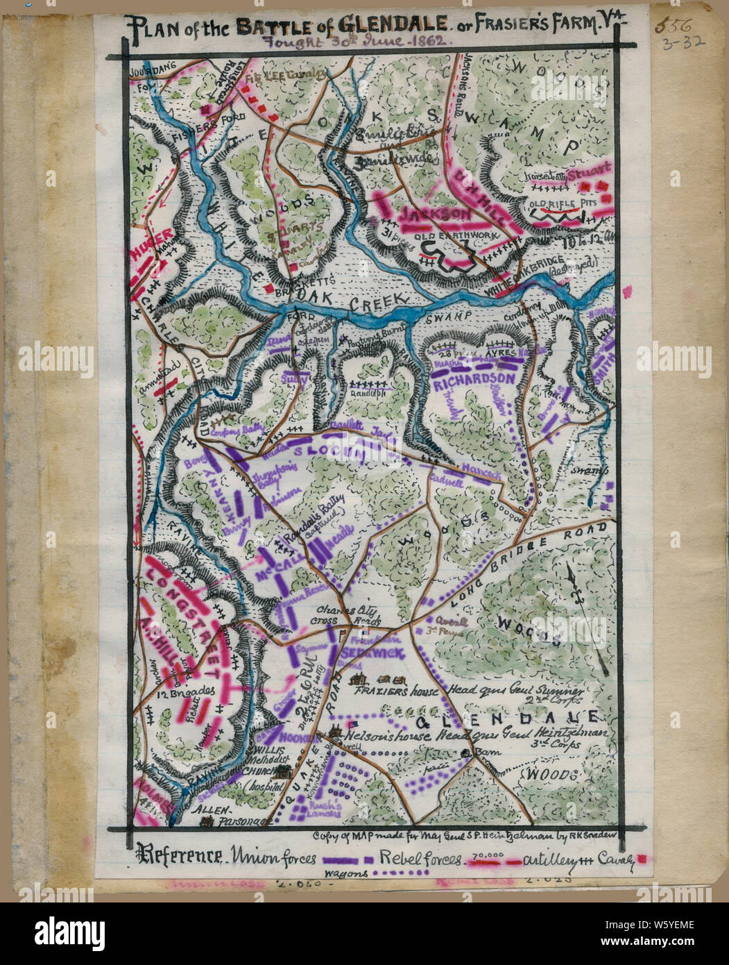 Civil War Maps 1377 Plan of the Battle of Glendale or Frasier's Farm Va ...