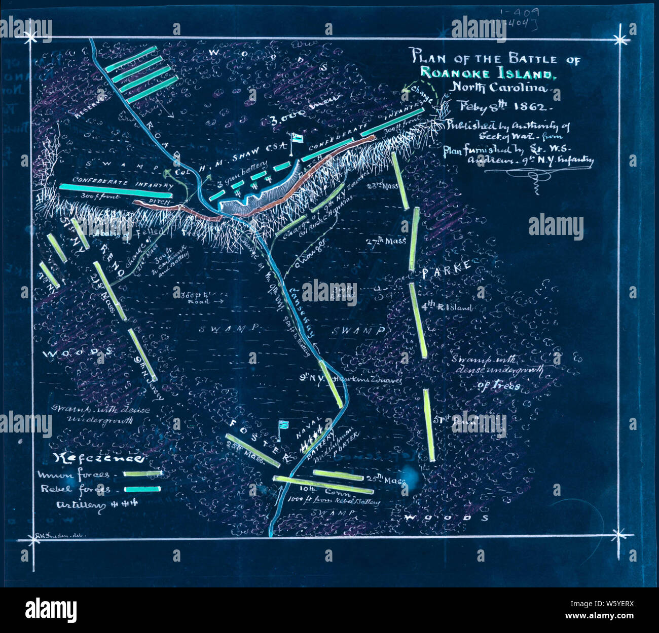 Civil War Maps 1392 Plan of the Battle of Roanoke Island North Carolina ...