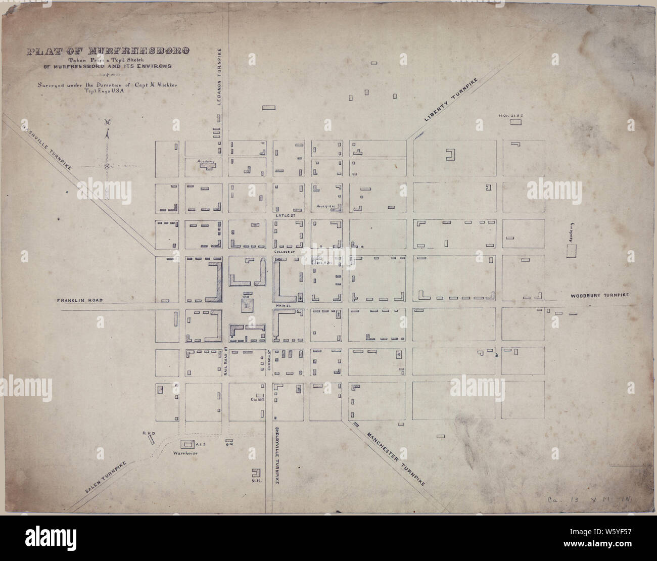 Civil War Maps 1430 Plat of Murfreesboro Taken from a top'l sketch of ...