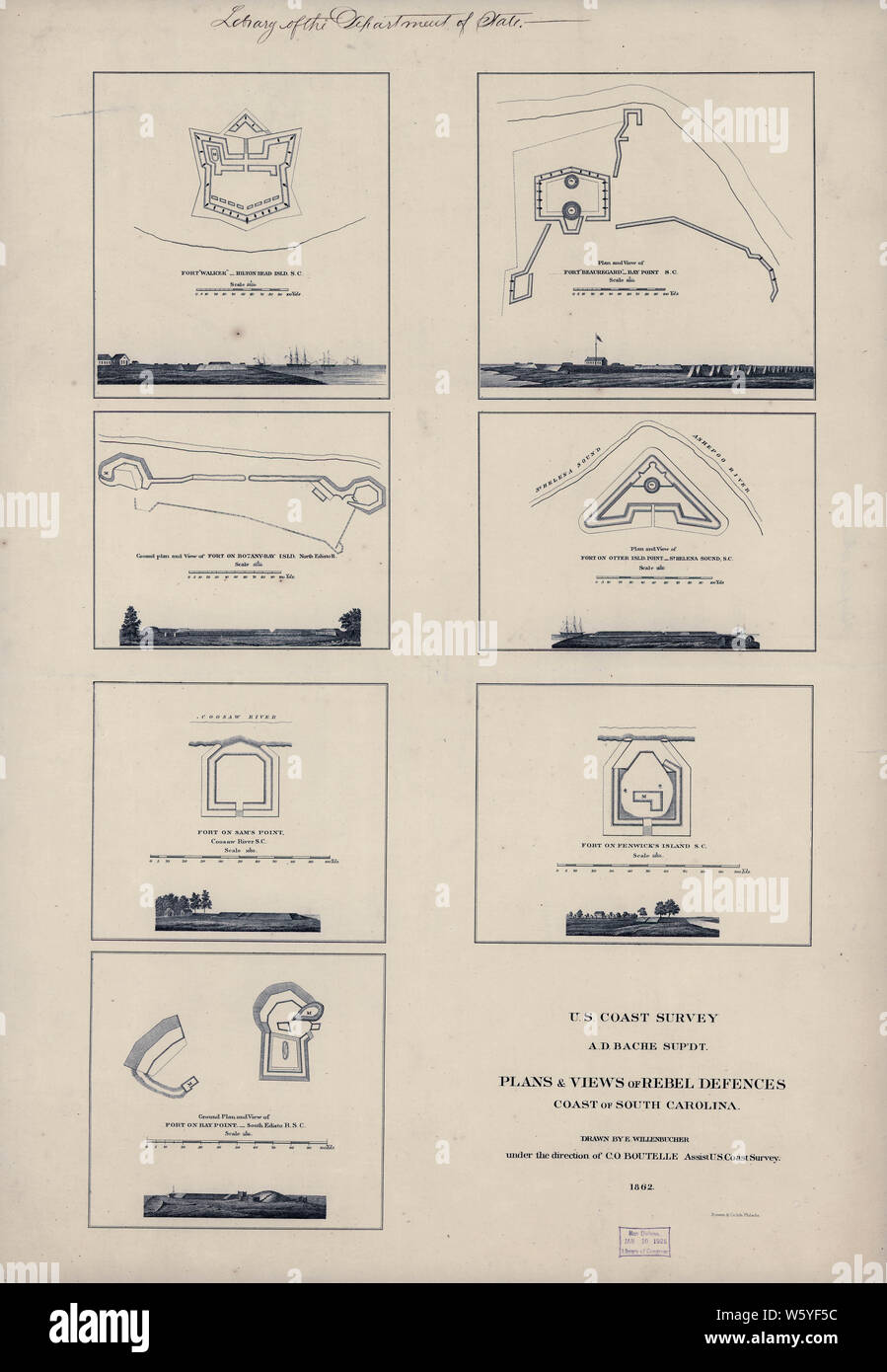 Civil War Maps 1429 Plans views of Rebel defences coast of South ...
