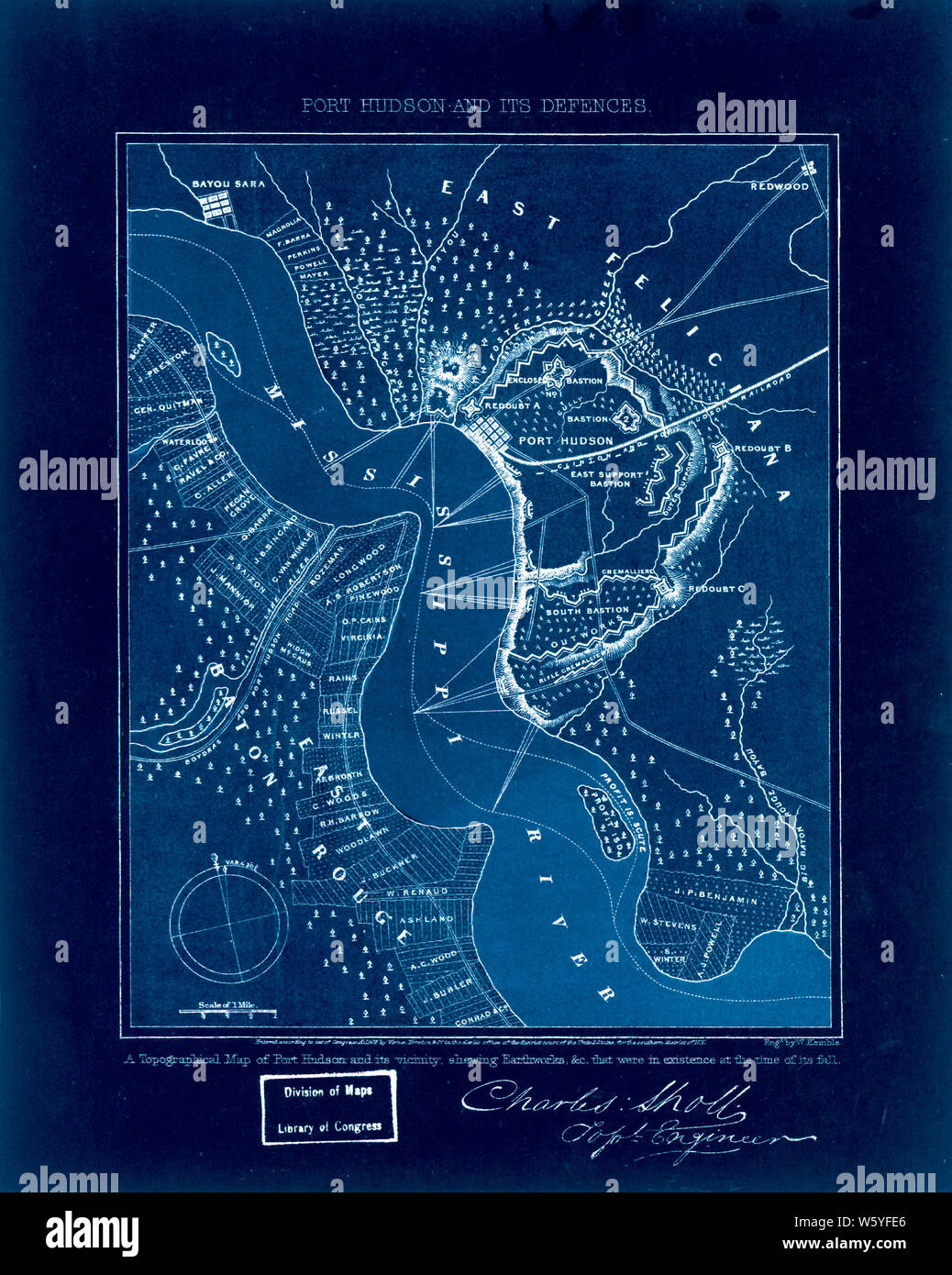 Civil War Maps 1435 Port Hudson and its defences Inverted Rebuild and ...
