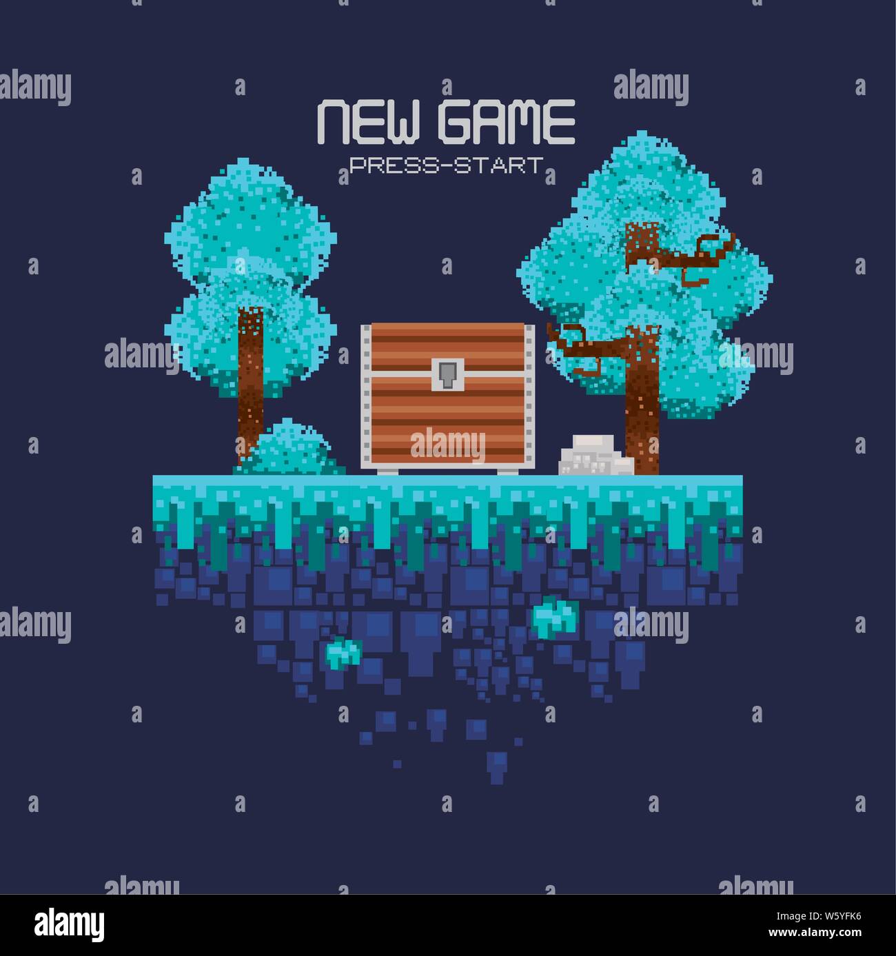 Retro videogame scenery with terrain pixelated Stock Vector Image & Art ...