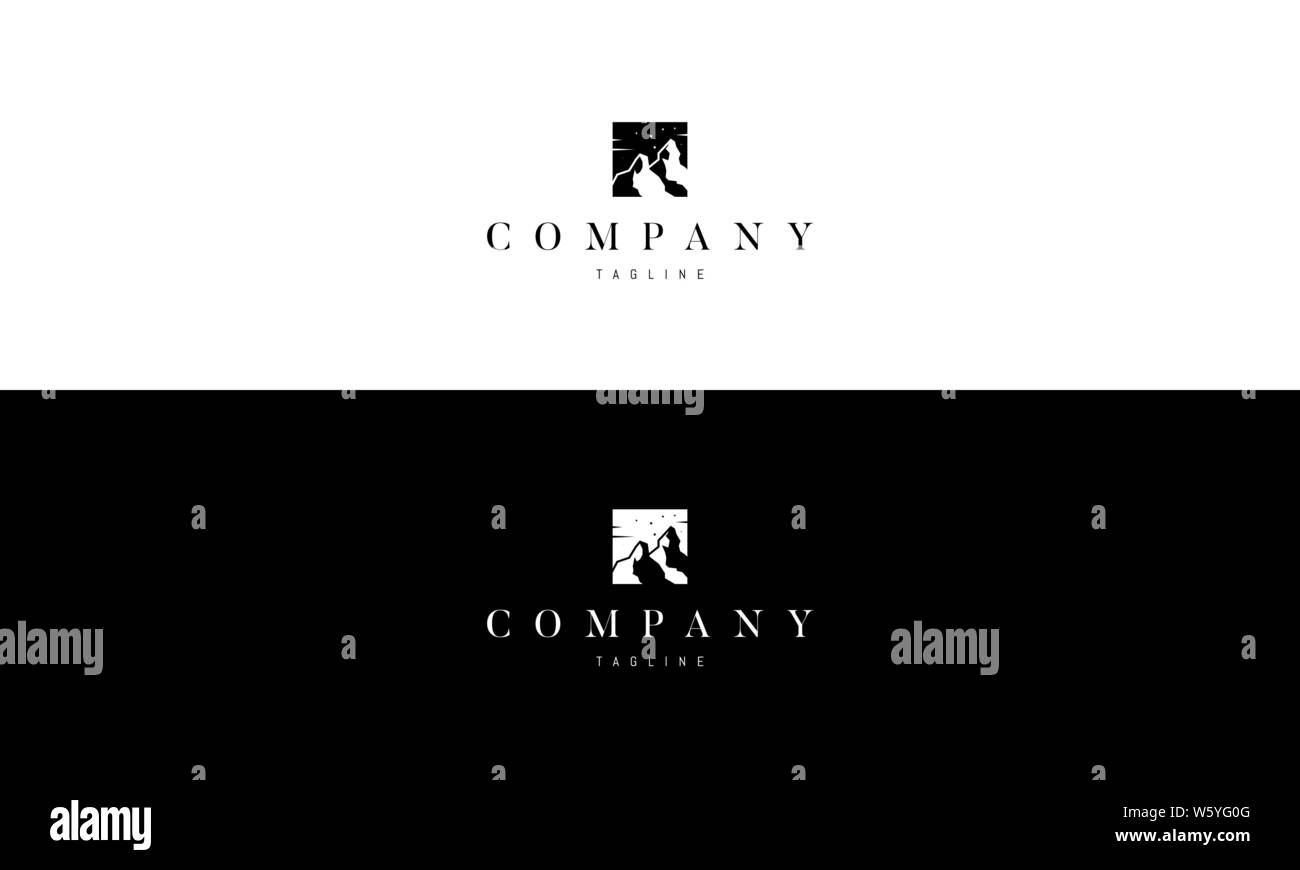 Vector logo on which the image of two mountains with snow Stock Vector ...