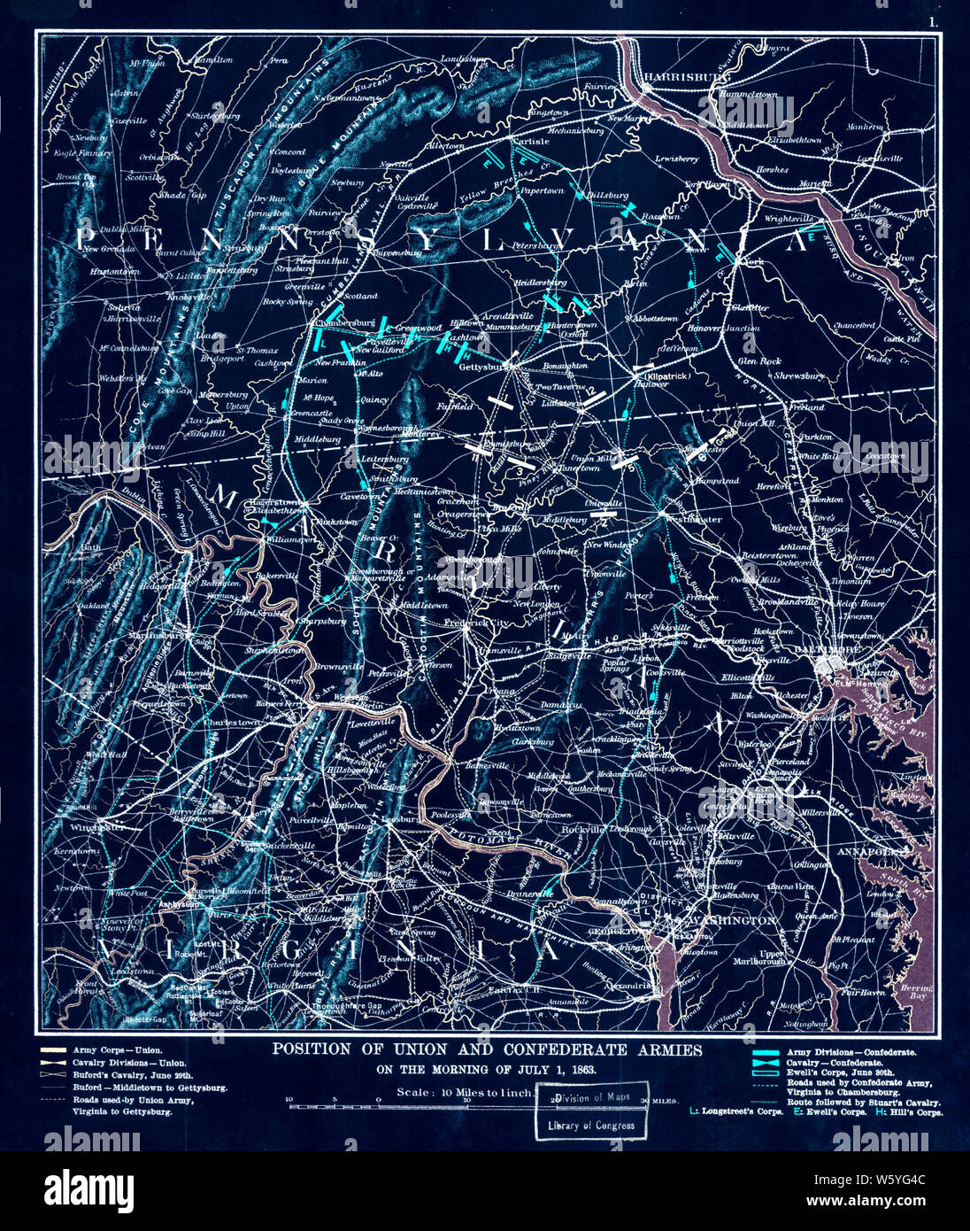 Civil War Maps 1455 Position of Union and Confederate armies on the ...
