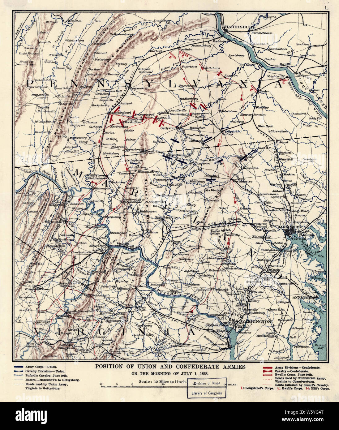 Civil War Maps 1455 Position of Union and Confederate armies on the ...