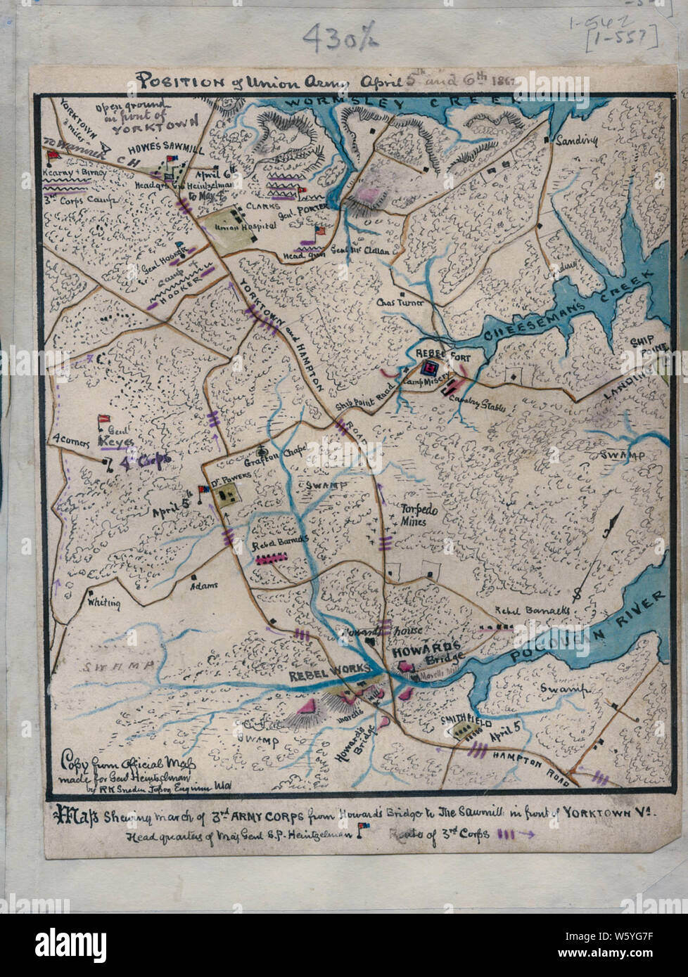 Civil War Maps 1460 Position of Union Army April 5th and 6th 1862 ...