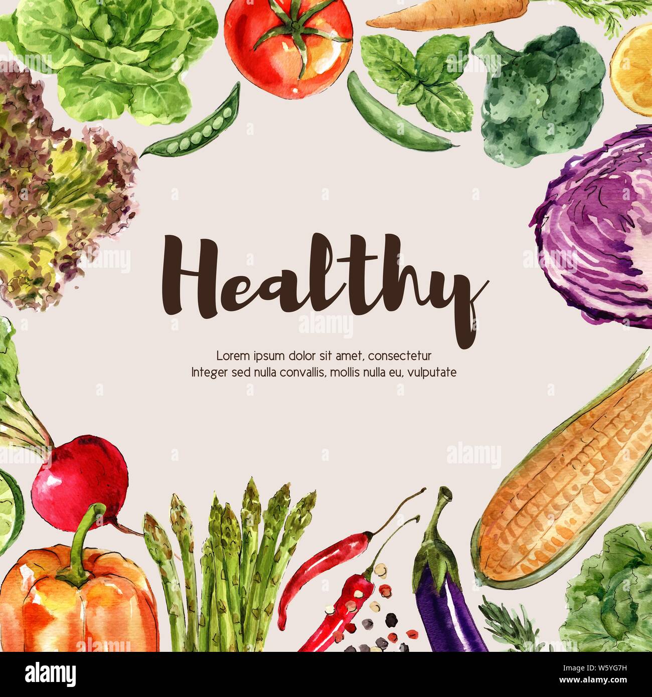 vegetable watercolor paint collection. Fresh food organic decor healthy ...