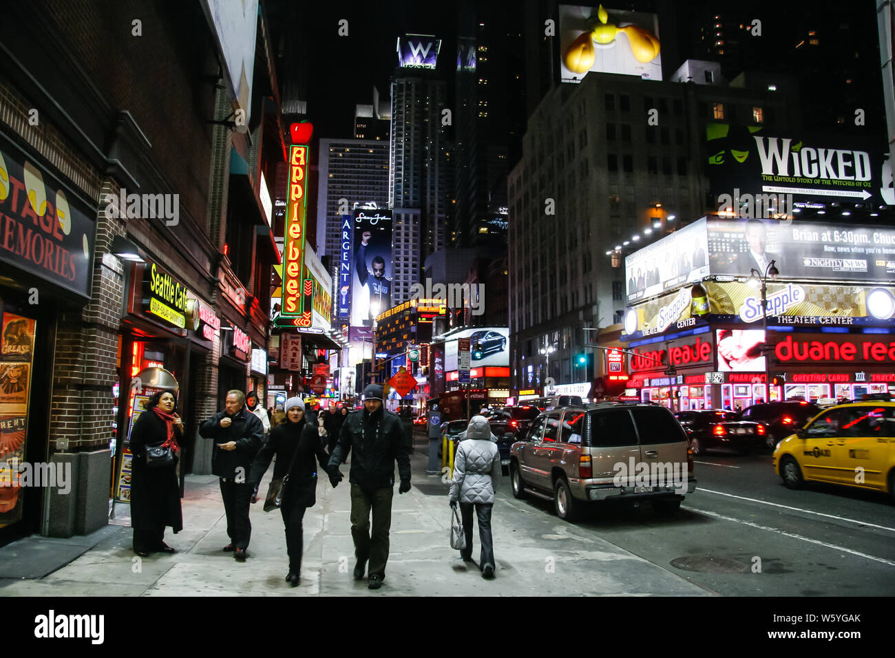 NEW YORK, USA. February 2009. people walking around times square in ...