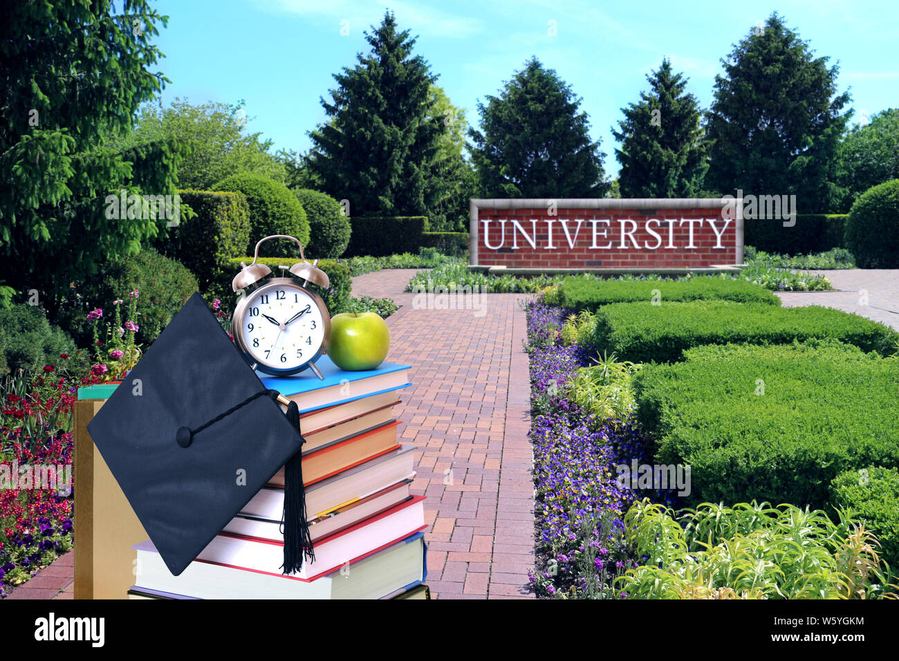 education concept with book and university campus Stock Photo - Alamy