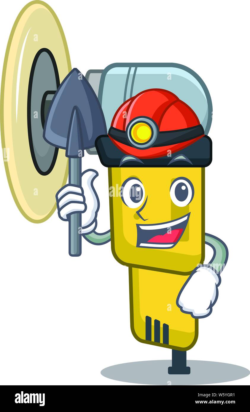 Miner pneumatic sander isolated with the cartoon vector illustration ...