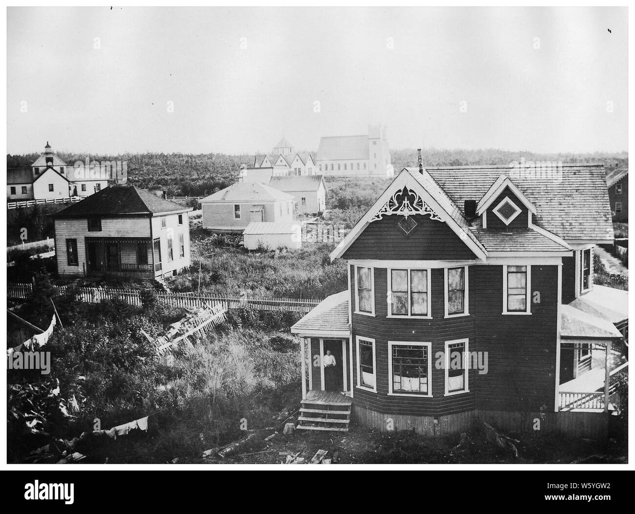View of deteriorating homes, Metlakahtla, Alaska.; Scope and content ...
