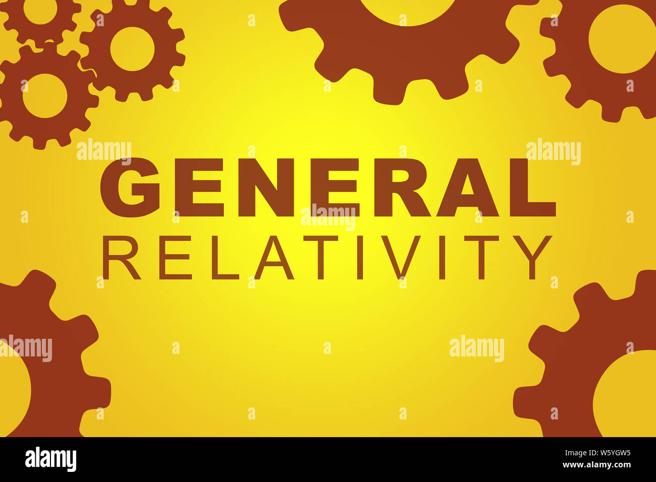 GENERAL RELATIVITY sign concept illustration with red gear wheel ...