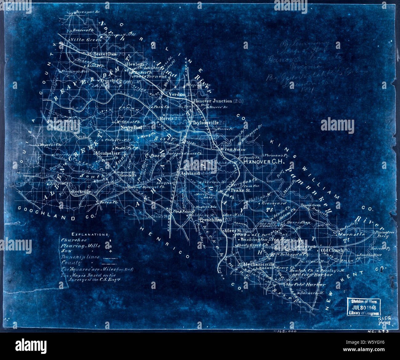 Civil War Maps 1493 Preliminary map of Hanover County Virginia Inverted ...