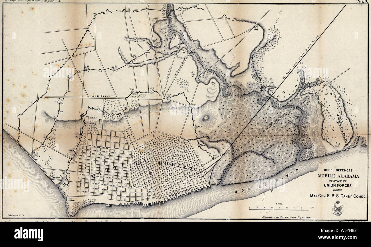 Civil War Maps 1500 Rebel defences Mobile Alabama occupied by Union ...
